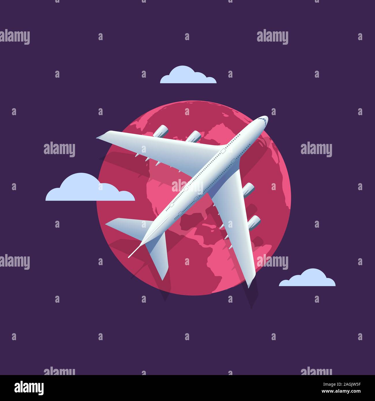 Airplane flying over world map Stock Vector Images - Alamy