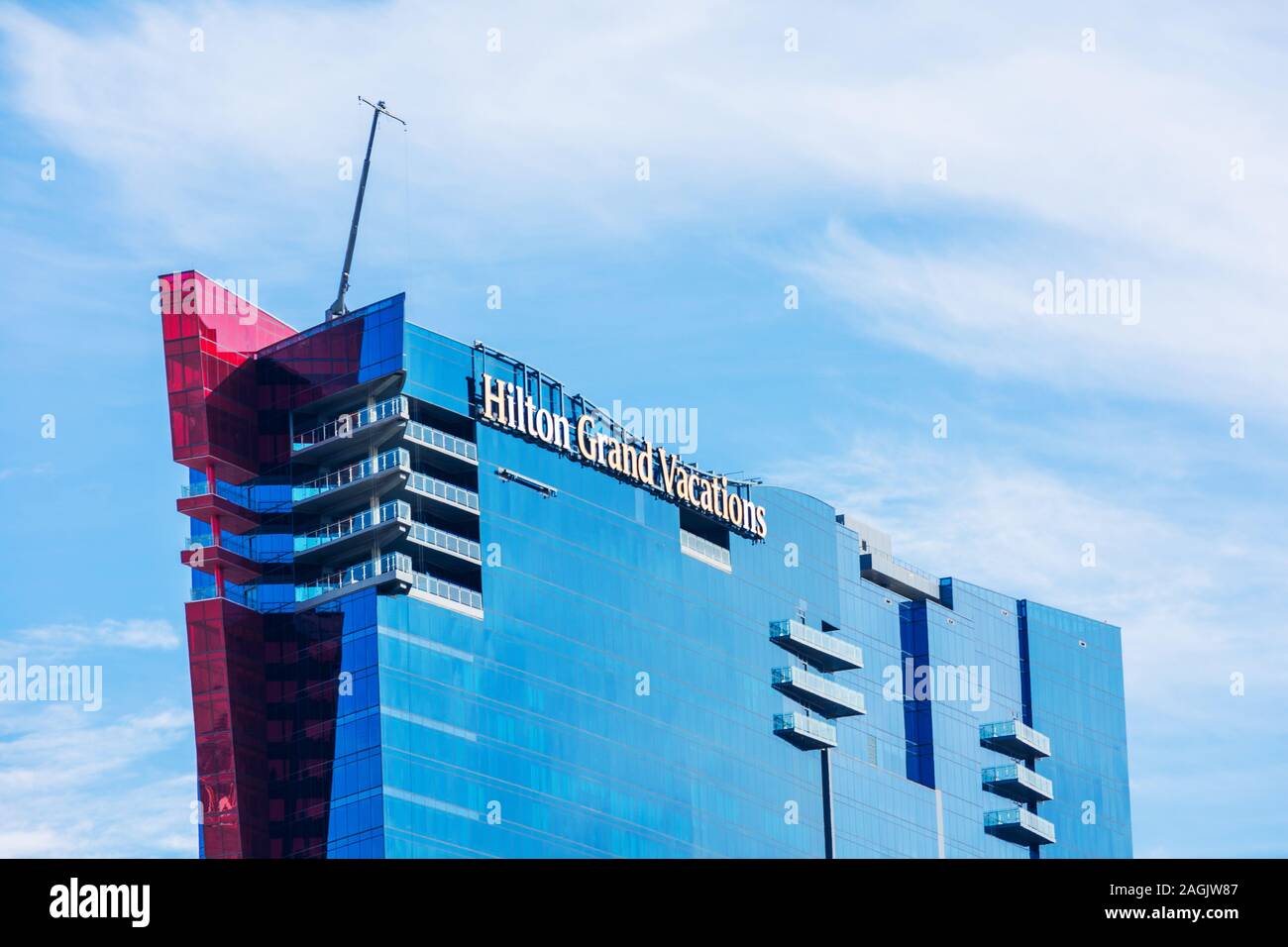 Hilton Grand Vacations Elara hotel facade on the Las Vegas Strip in ...