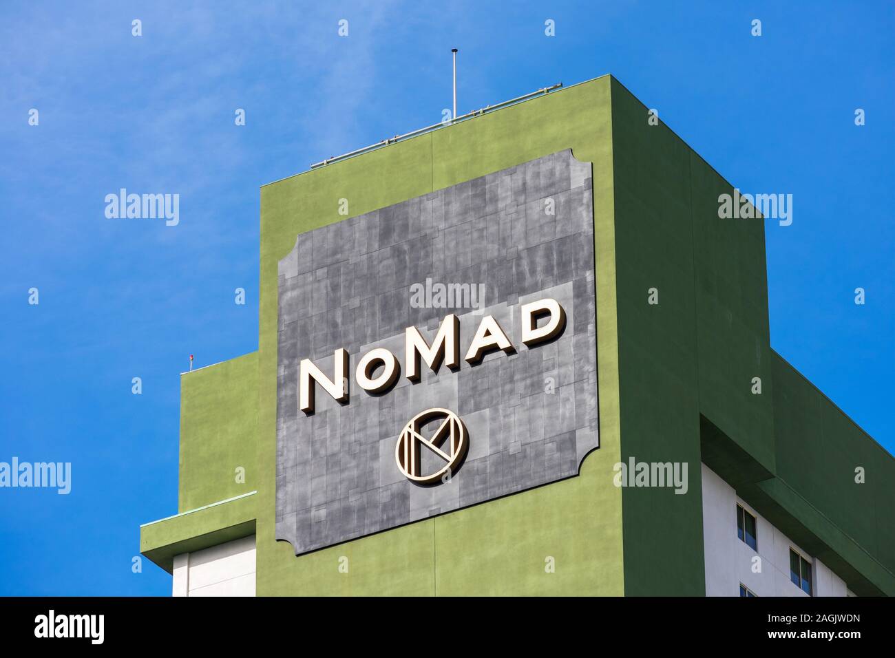 NoMad sign atop ultra-luxury, boutique hotel on the Las Vegas Strip ...