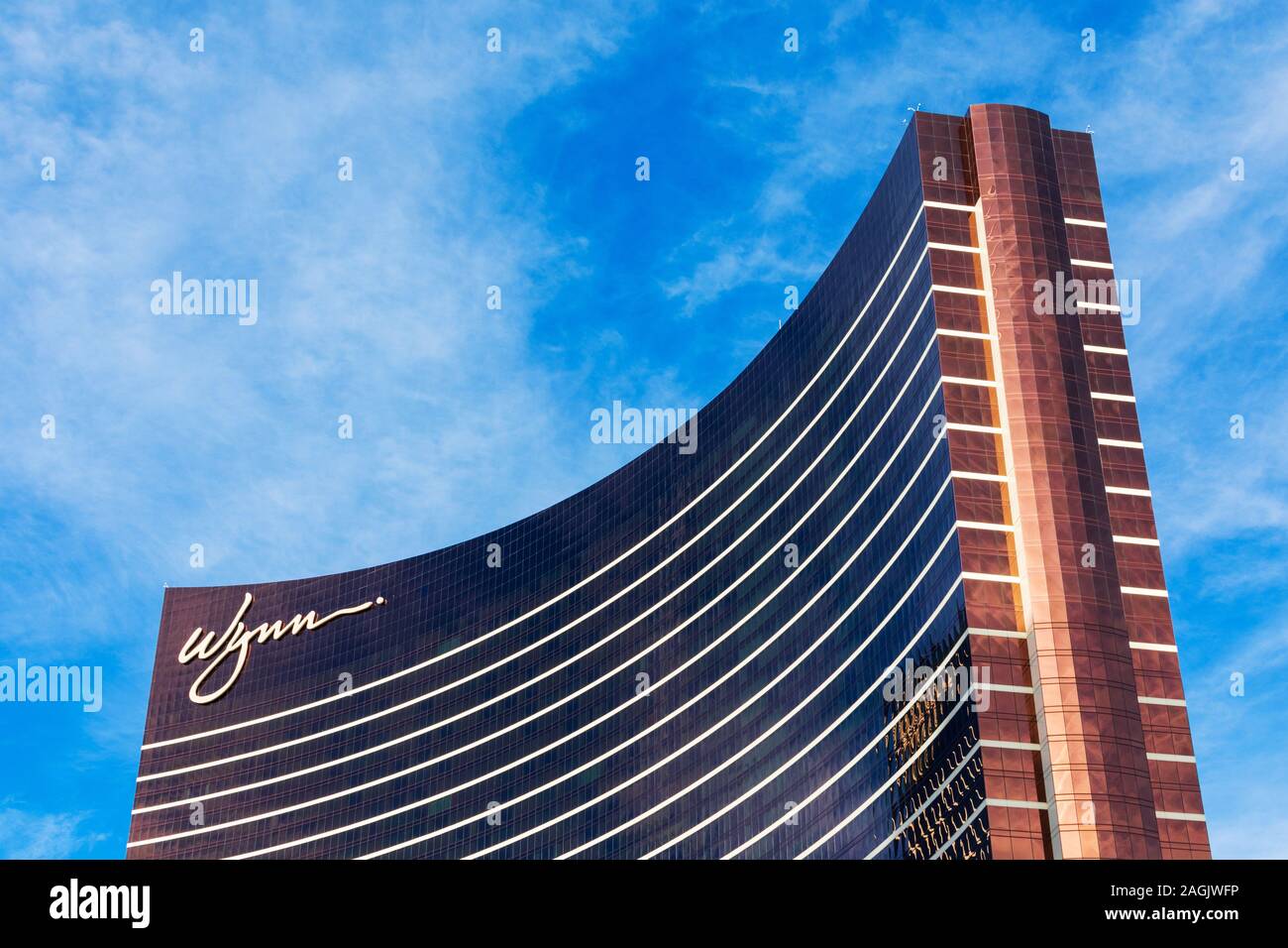 Wynn luxury hotel, casino, entertainment and shopping promenade facade ...