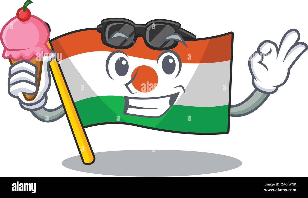 Happy cartoon of flag niger Scroll with ice cream Stock Vector Image ...