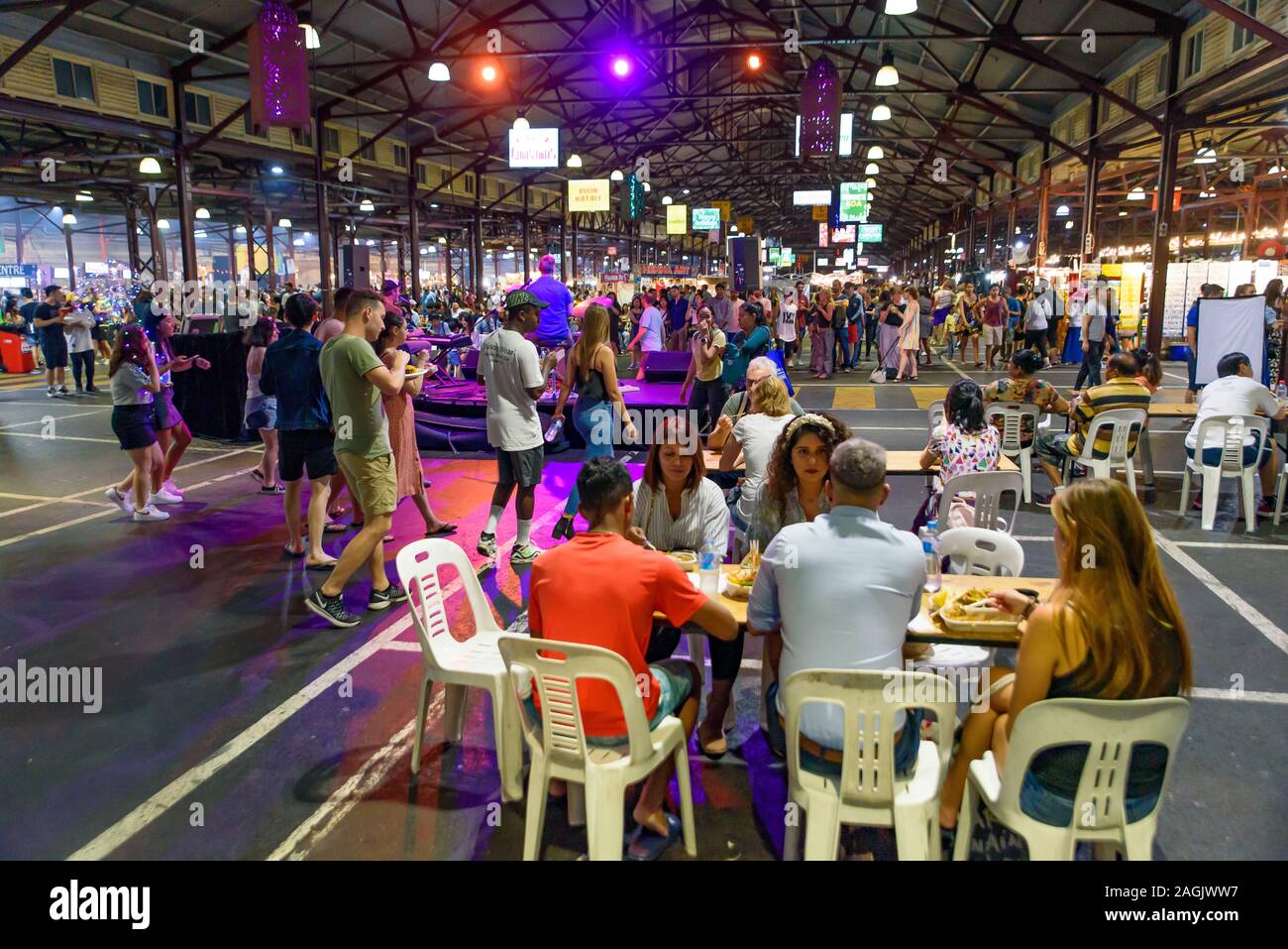 People enjoying food and drink in Queen Victoria Night Market for ...