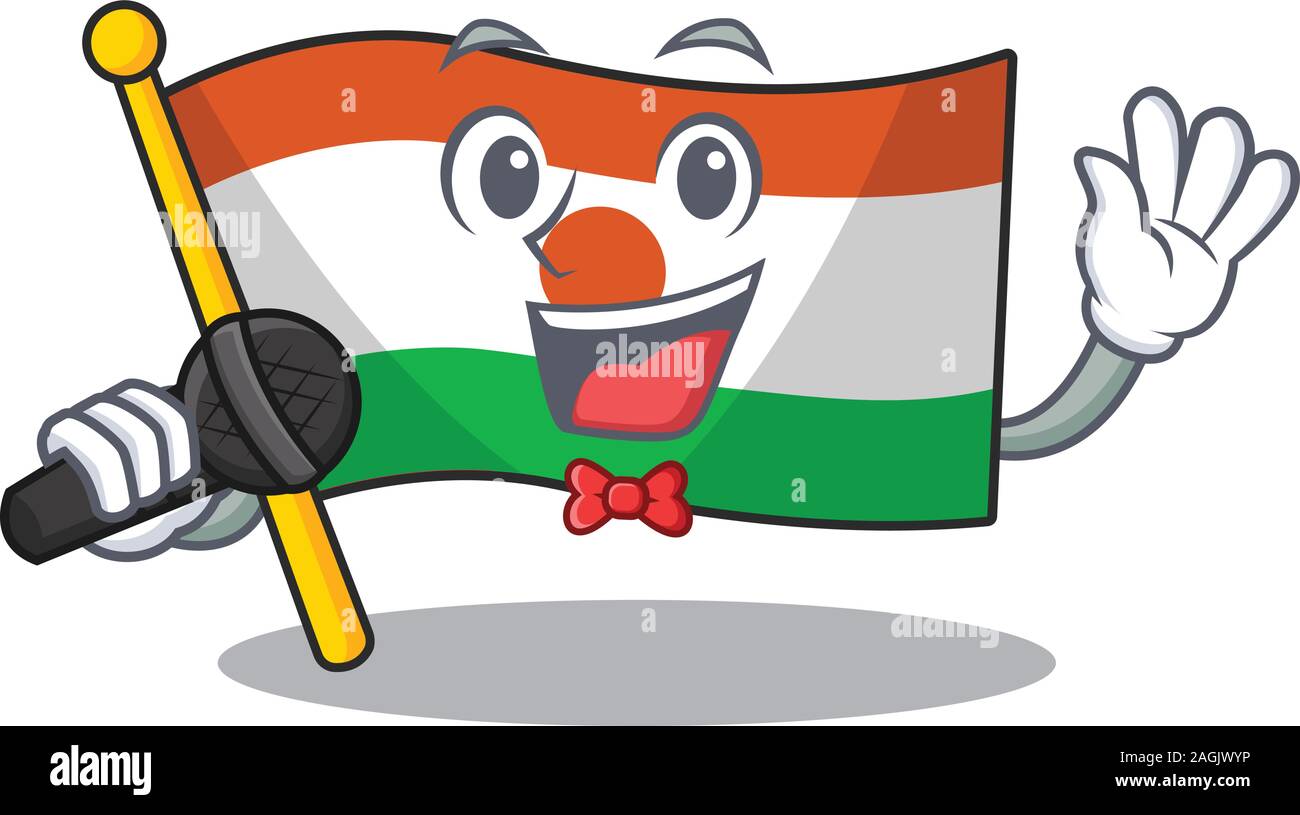 Cute cartoon Singing flag niger Scroll with a microphone Stock Vector ...