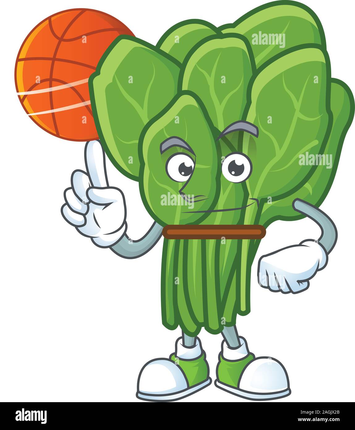 Happy face spinach cartoon character playing basketball Stock Vector ...