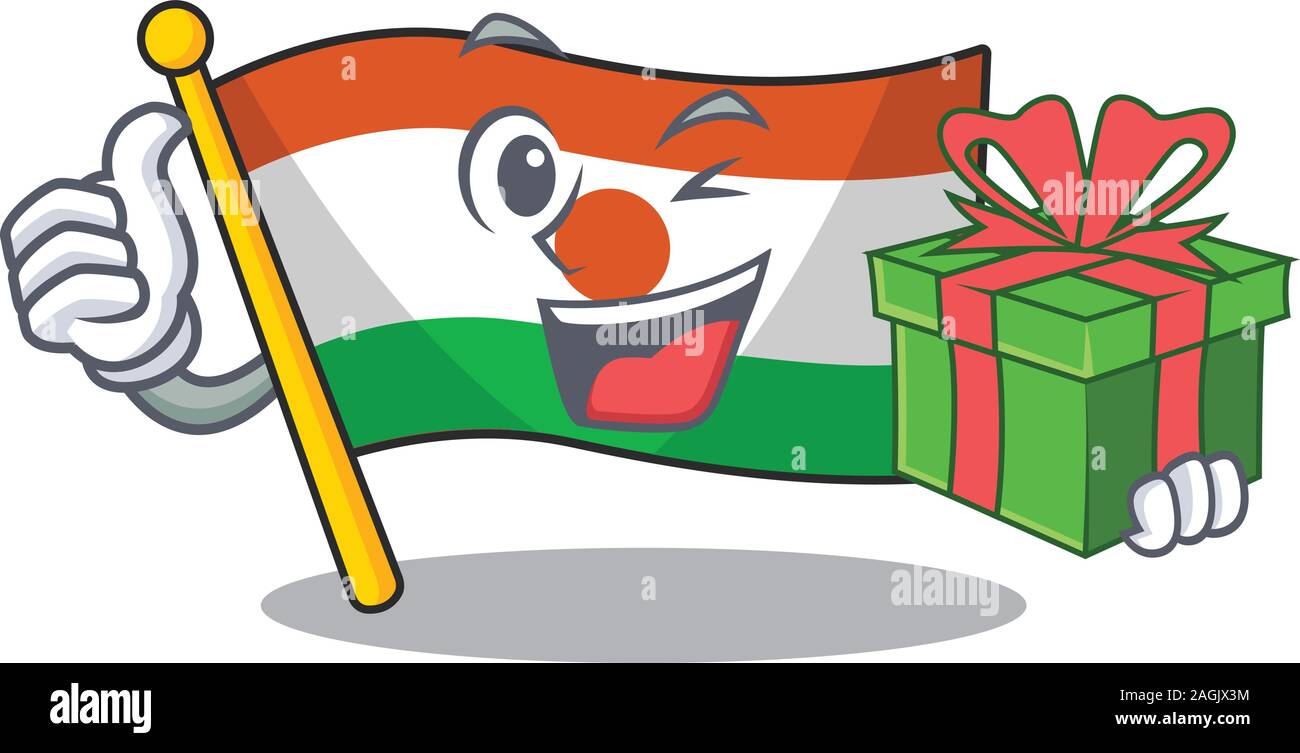 happy face flag niger Scroll character with gift box Stock Vector Image ...
