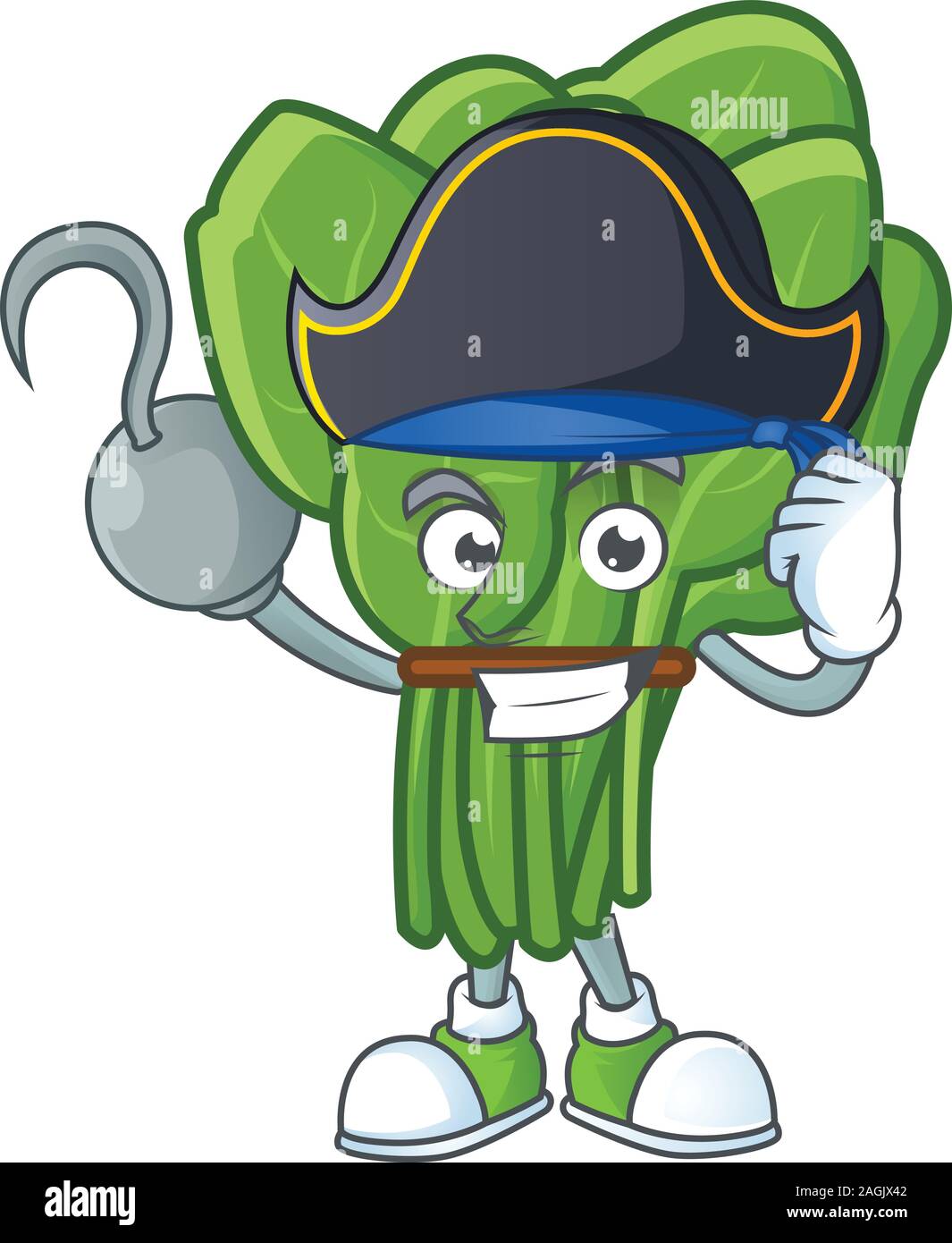 one hand Pirate spinach cartoon character wearing hat Stock Vector ...