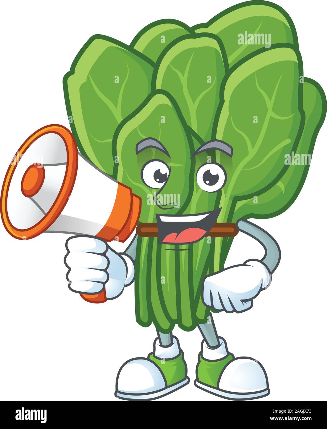 Smiling cartoon character of spinach with megaphone Stock Vector Image ...