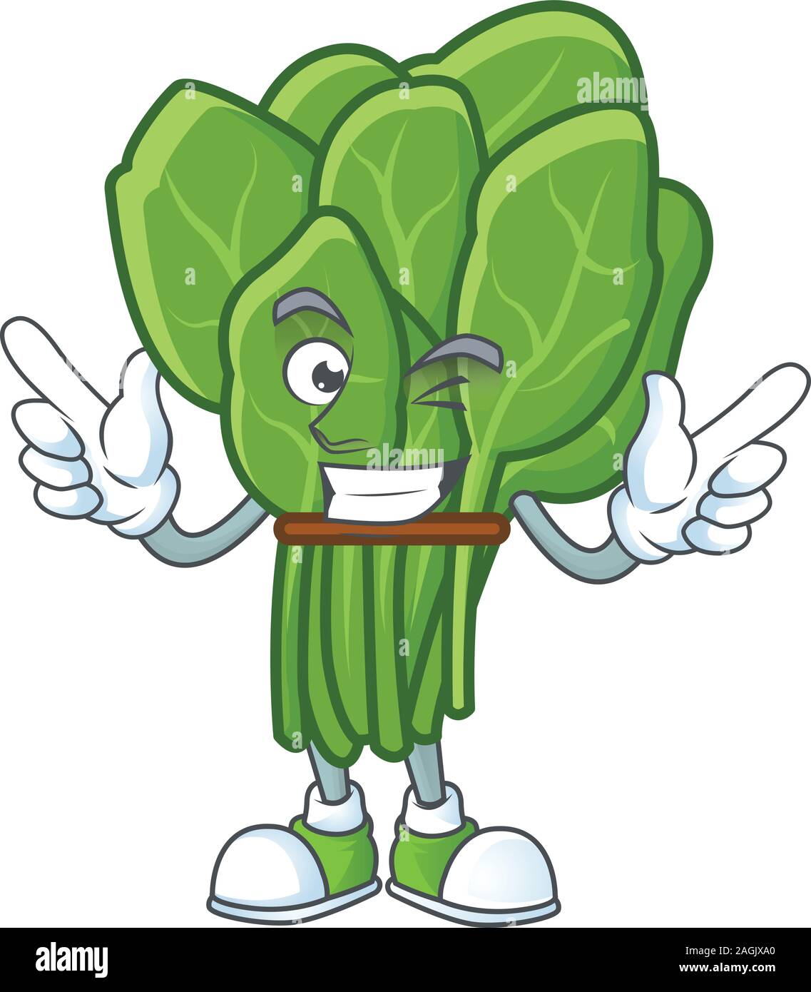 Funny spinach cartoon character style with Wink eye Stock Vector Image ...