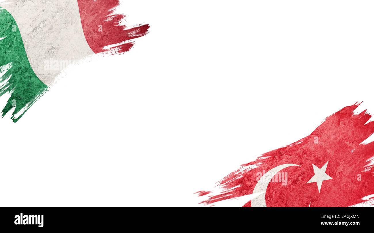 Flags of Italy and Turkey on White Background Stock Photo - Alamy