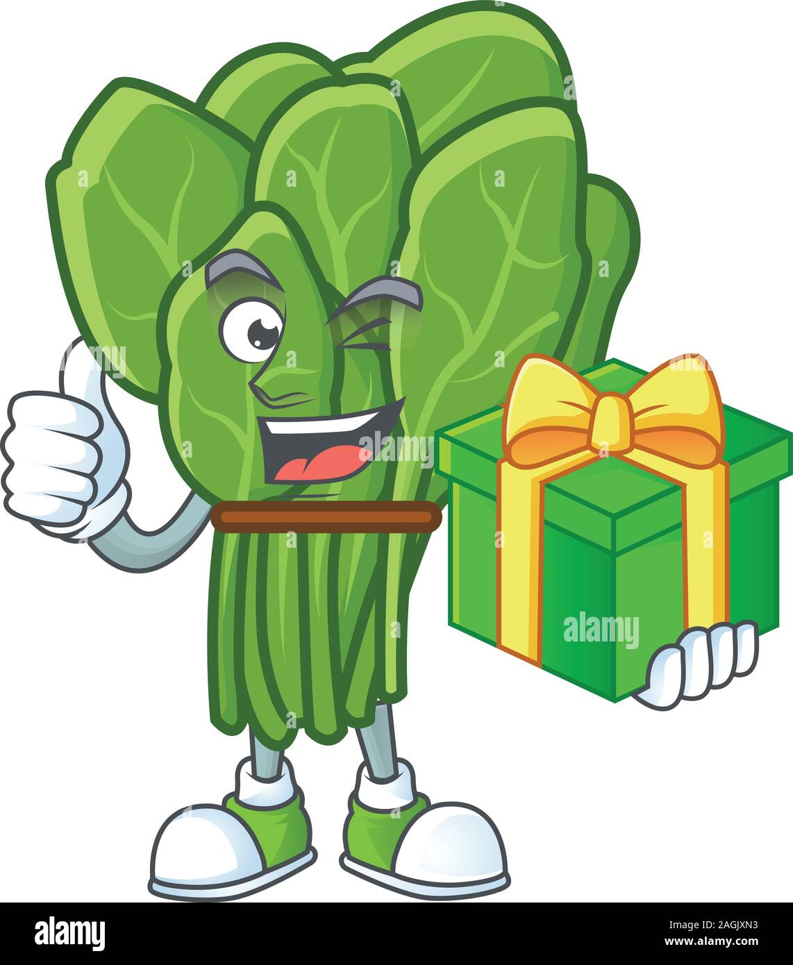 cartoon character of happy spinach with gift box Stock Vector Image ...