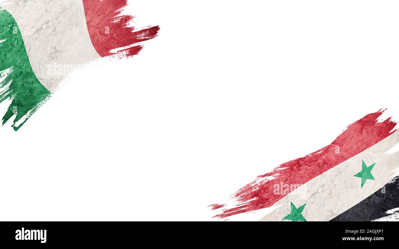 Flags of Italy and Syria on White Background Stock Photo - Alamy