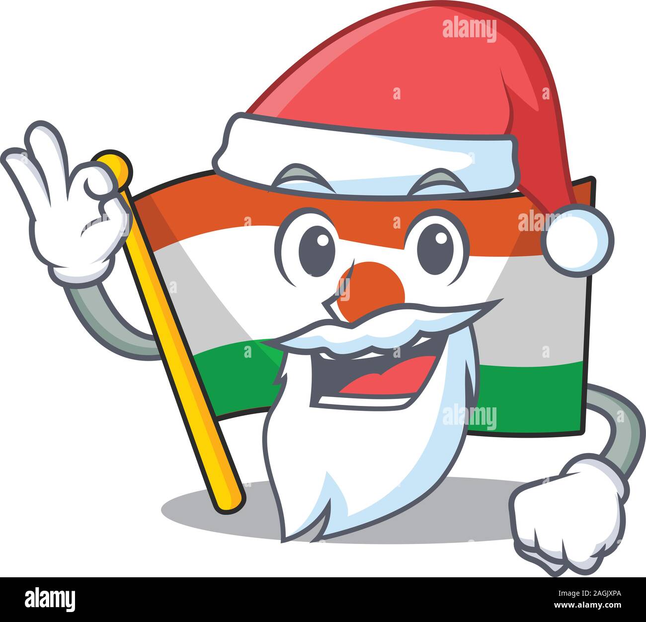 Santa flag niger Scroll cartoon character design with ok finger Stock ...
