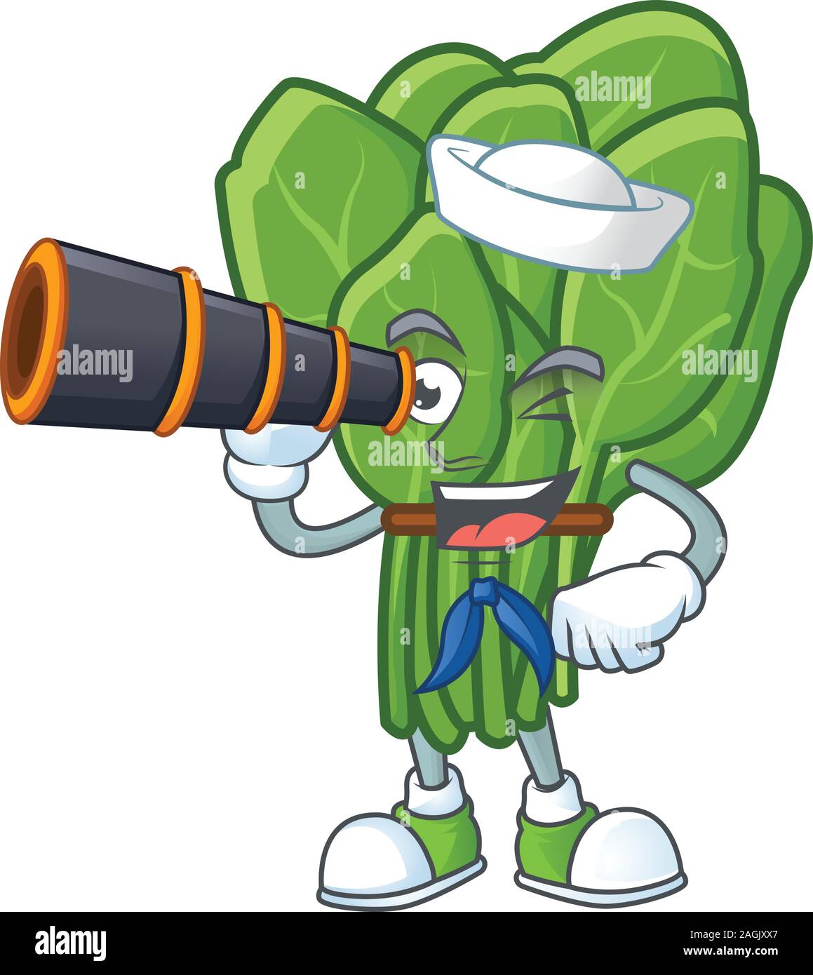 Picture of Smiling happy Sailor spinach with binocular Stock Vector ...