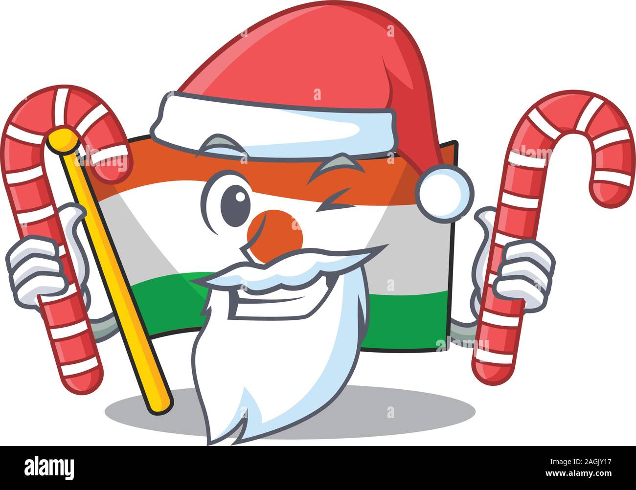 Happy flag niger Scroll Cartoon character in Santa with candy Stock ...