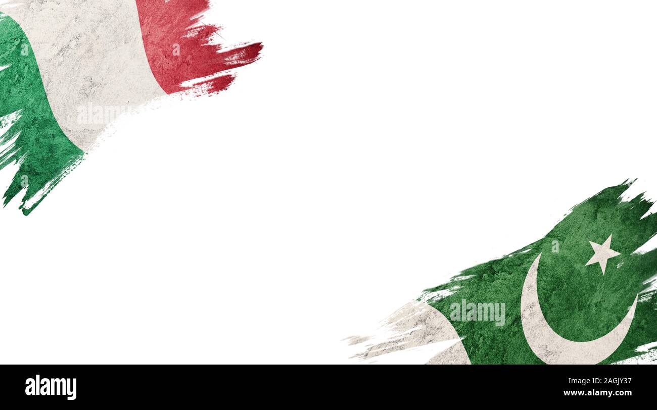 Flags of Italy and Pakistan on White Background Stock Photo - Alamy