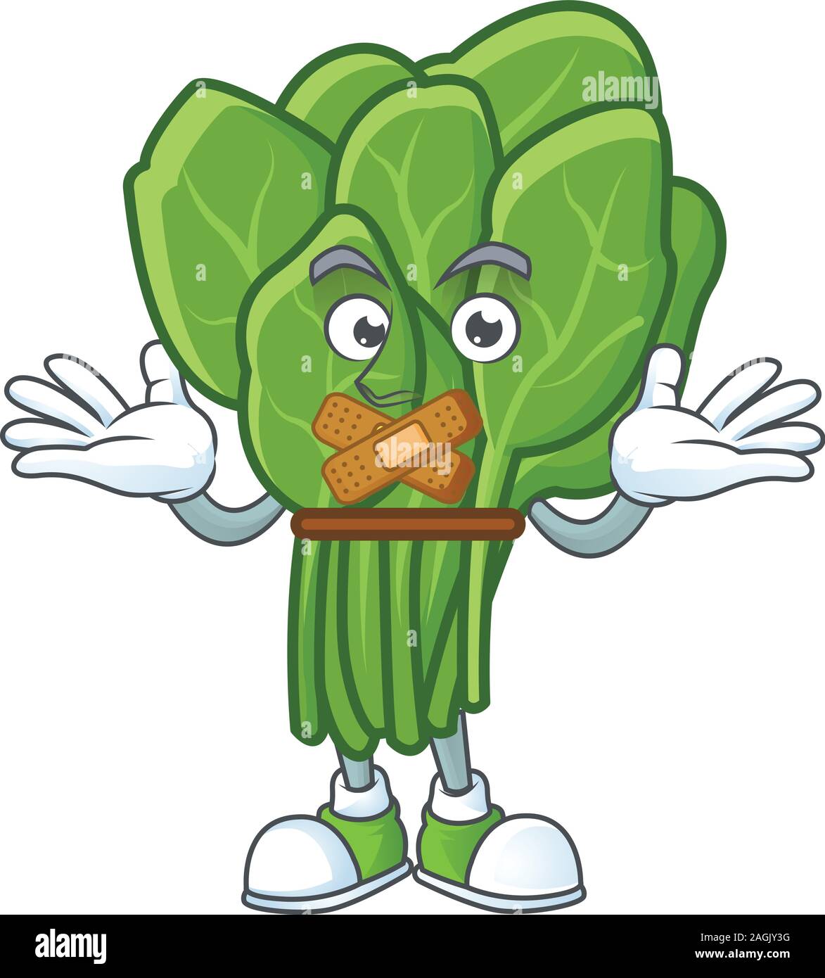 Spinach cartoon character style with silent gesture Stock Vector Image ...