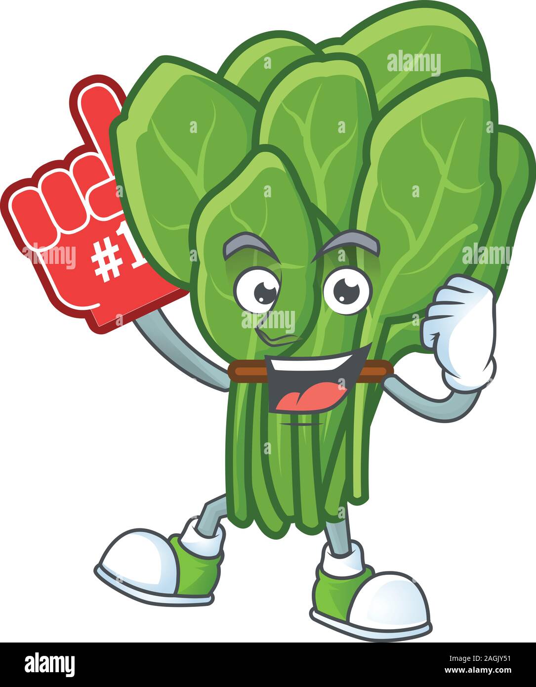 Funny spinach mascot cartoon style with Foam finger Stock Vector Image ...