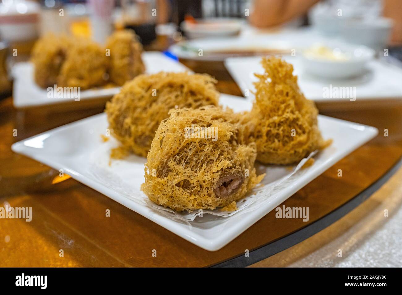 Crispy Hong Kong styled fried taro dumpling in dimsum restaurant Stock ...