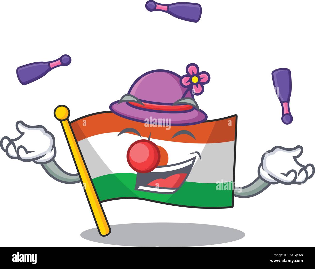 cool flag niger Scroll mascot cartoon style playing Juggling Stock ...