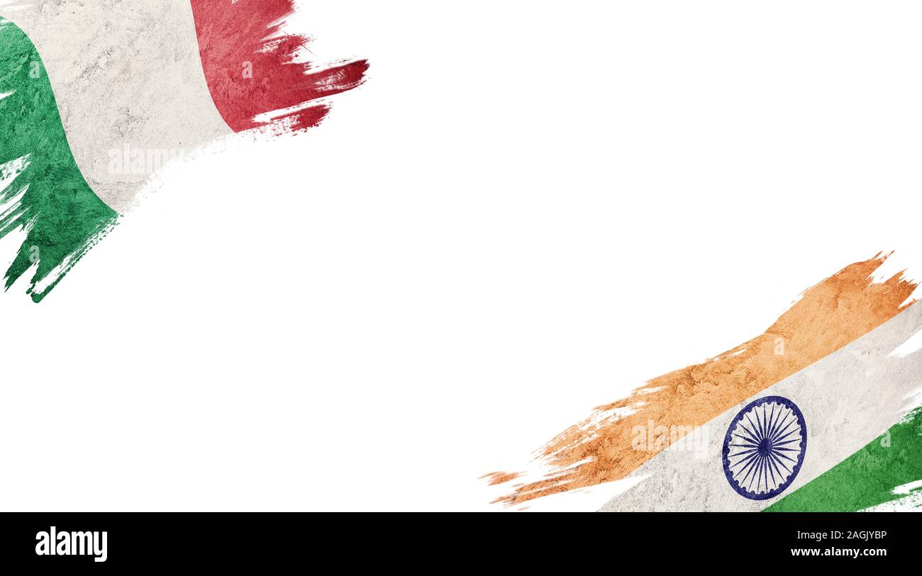 Flags of Italy and India on White Background Stock Photo - Alamy