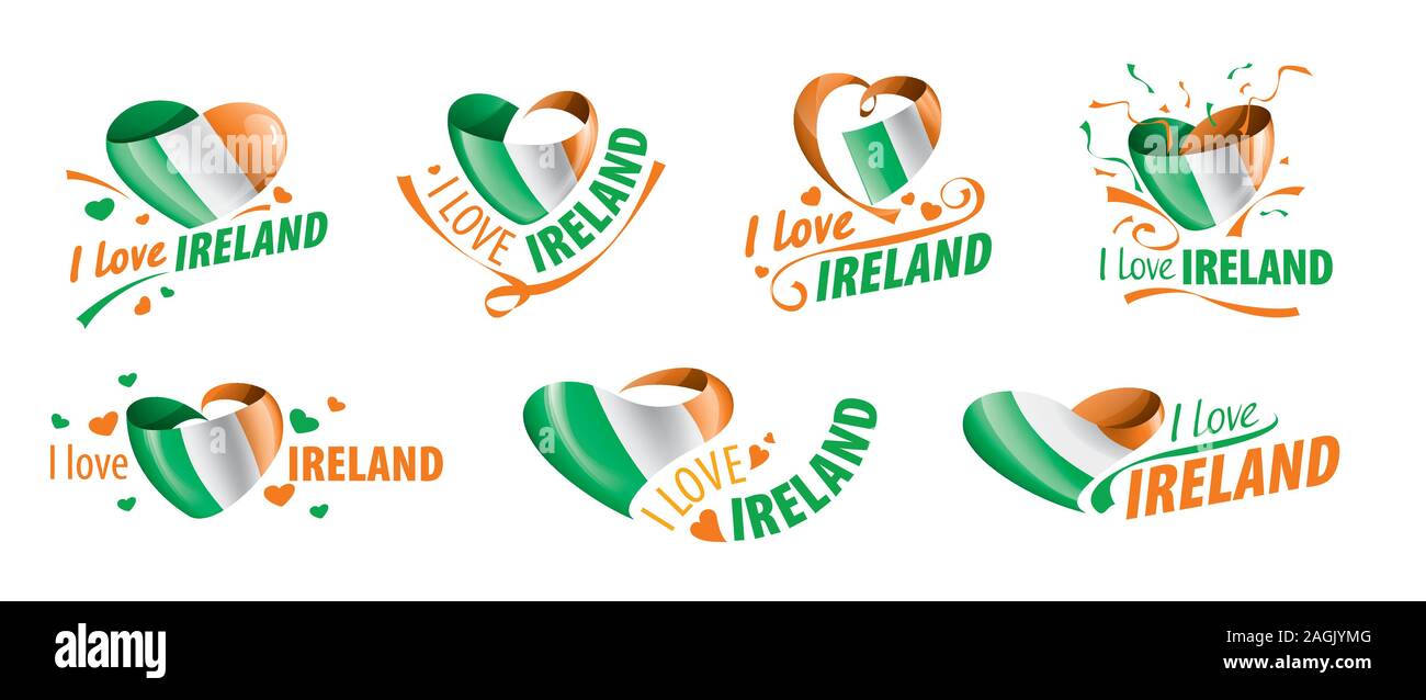 The national flag of the Ireland and the inscription I love Ireland ...