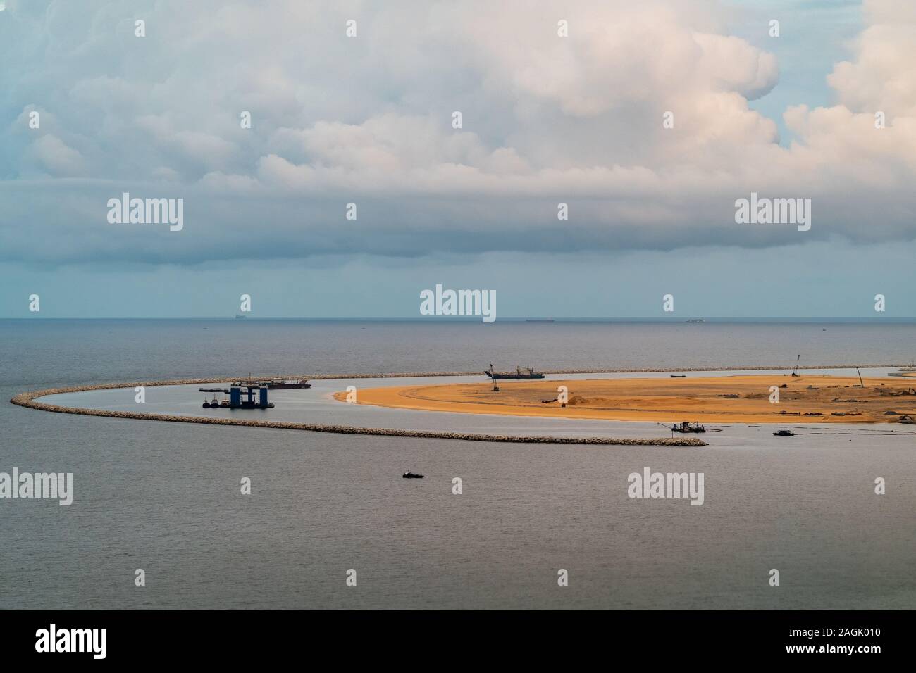 Sandbar of reclaimed land in Colombo Sri Lanka, for future development ...