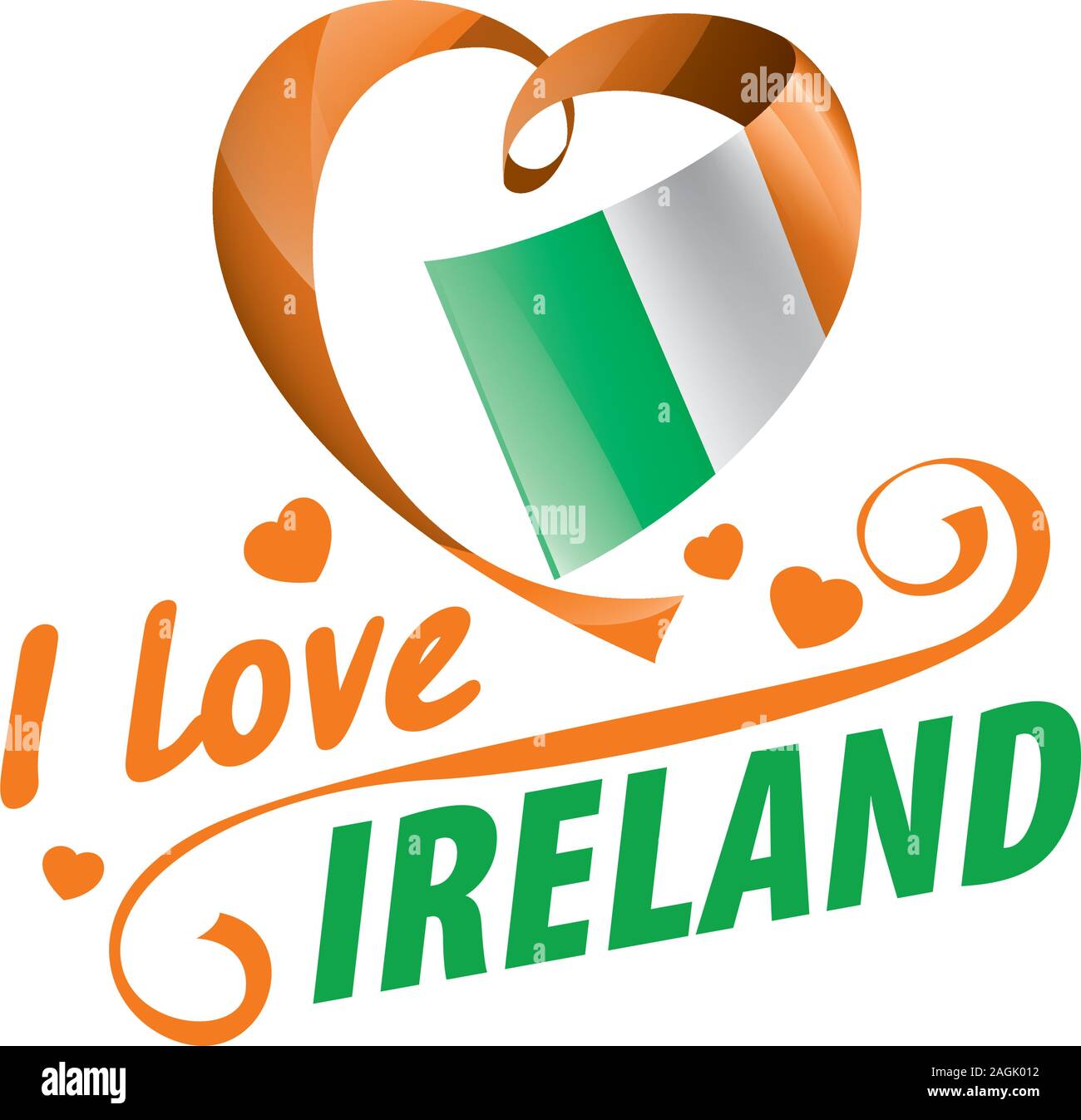The national flag of the Ireland and the inscription I love Ireland ...