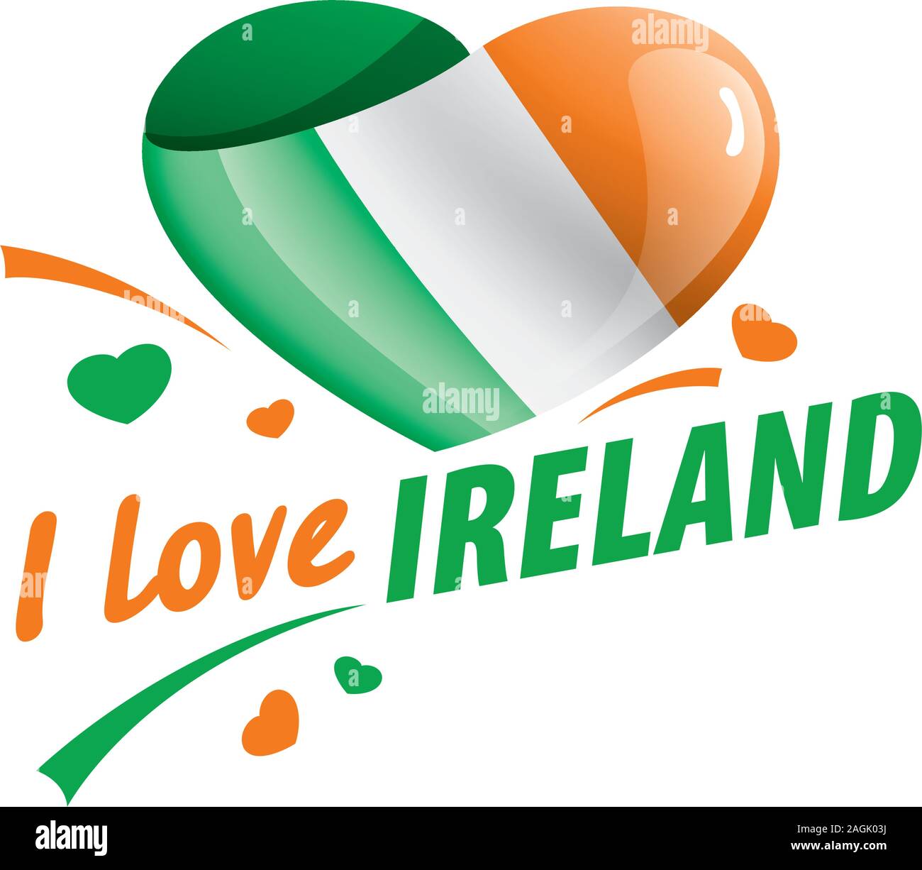 The national flag of the Ireland and the inscription I love Ireland ...