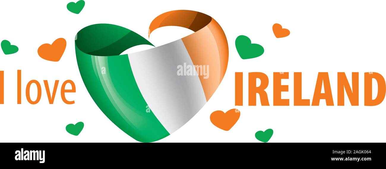The national flag of the Ireland and the inscription I love Ireland ...