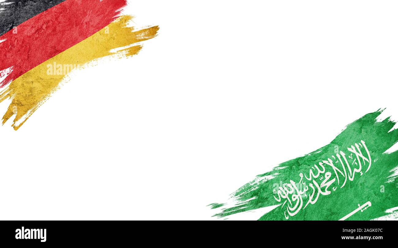 Flags of Germany and Saudi Arabia on White Background Stock Photo - Alamy