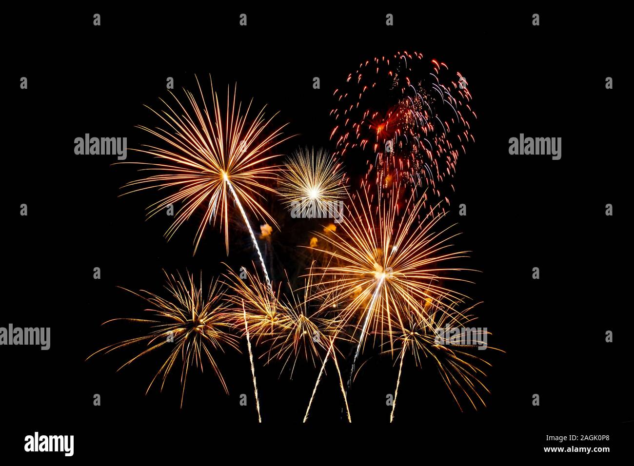 Fireworks light up in the night sky, celebration concept Stock Photo ...