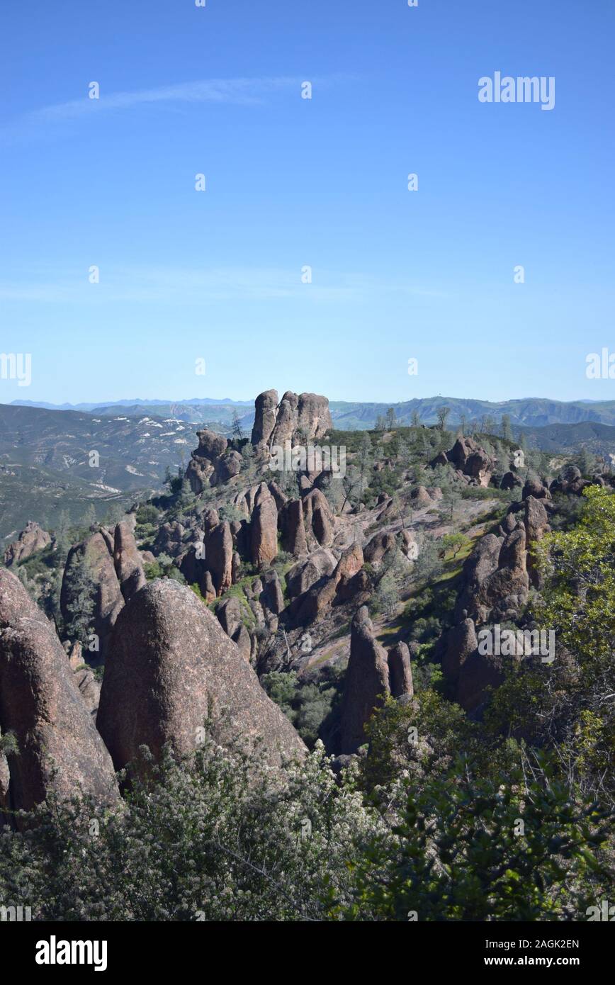 The pinnacle rock formations in the hills of coastal california ...