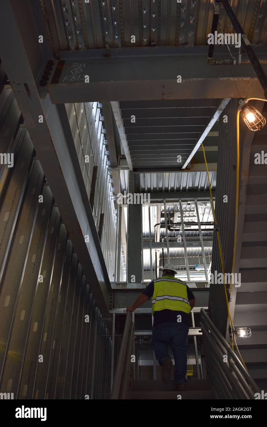 Metal-framed building under construction. Structure has mostly been ...