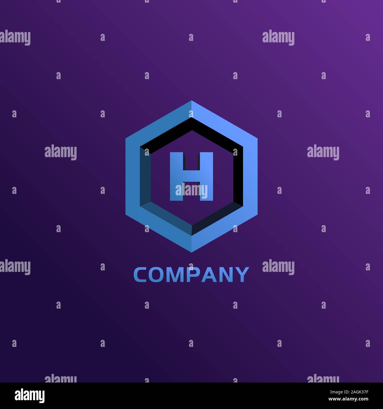 Letter H Alphabetic Logo Design Template, Light Blue, Hexagon Logo ...