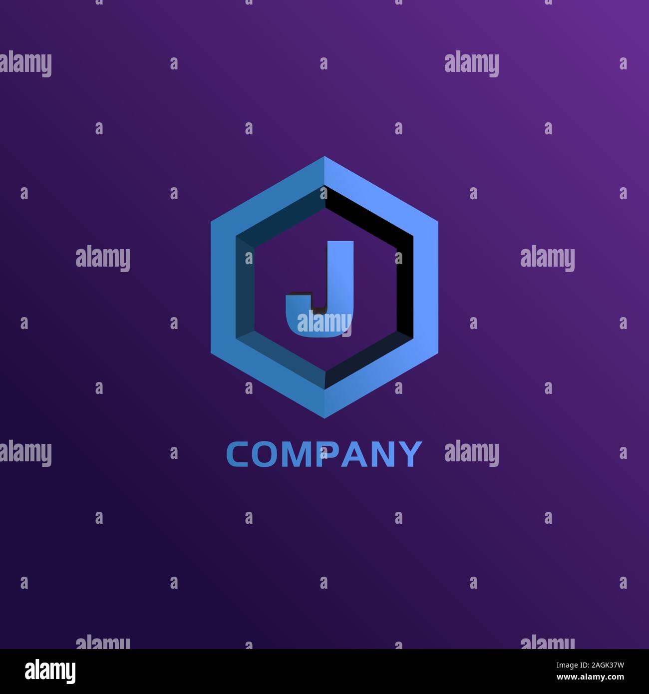 Letter J Alphabetic Logo Design Template, Light Blue, Hexagon Logo ...