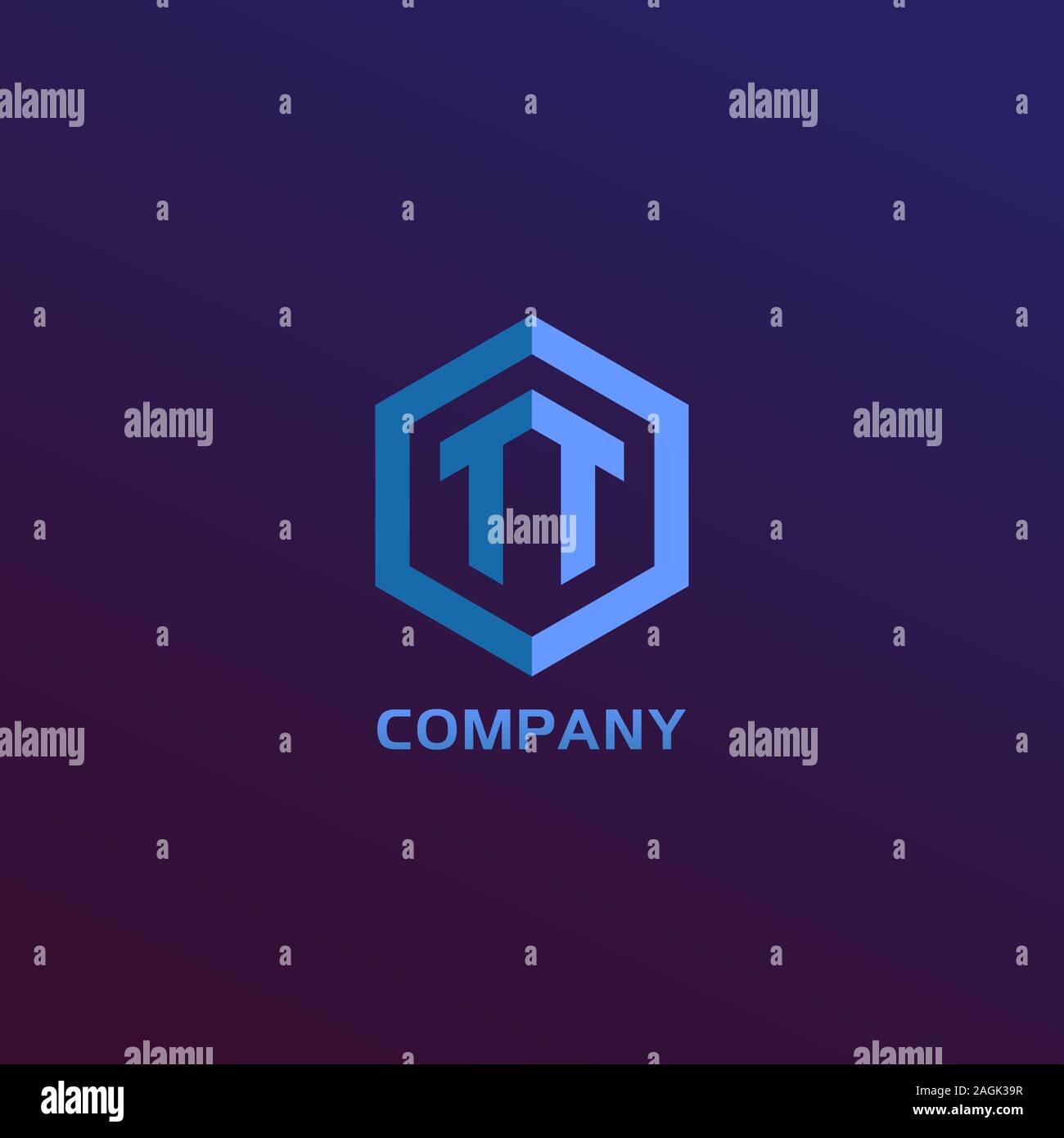 Letter TT Alphabetic Logo Design Template, Light Blue Hexagon Logo ...