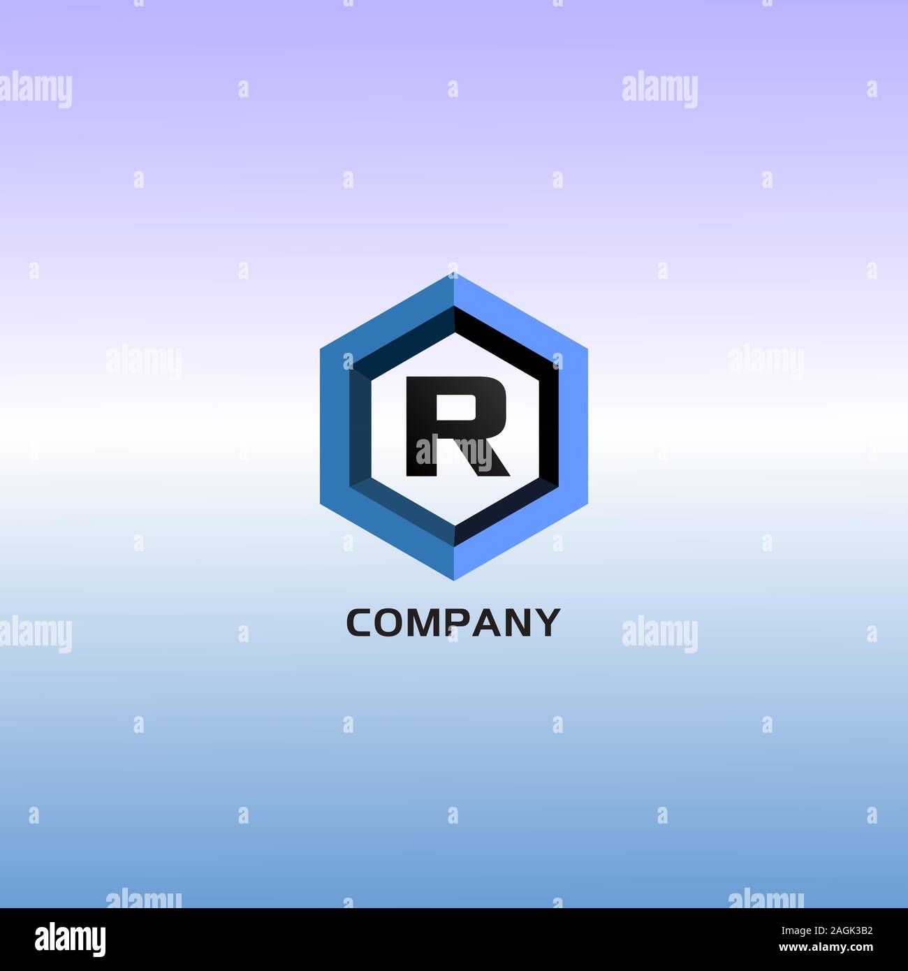 Letter R Alphabetic Logo Design Template, Light Blue, Hexagon Logo ...