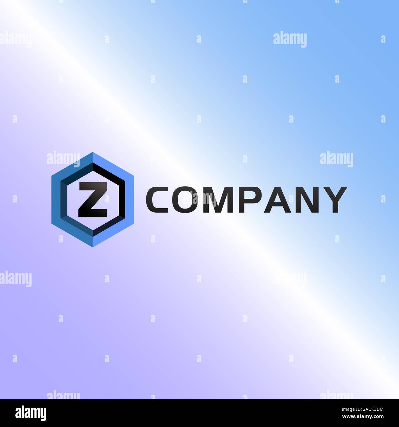 Letter Z Alphabetic Logo Design Template, Light Blue, Hexagon Logo ...