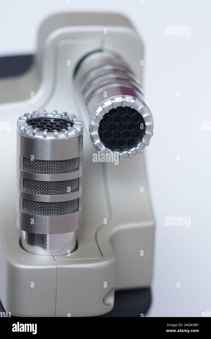 Stereo microphone recording device isolated on white background Stock ...