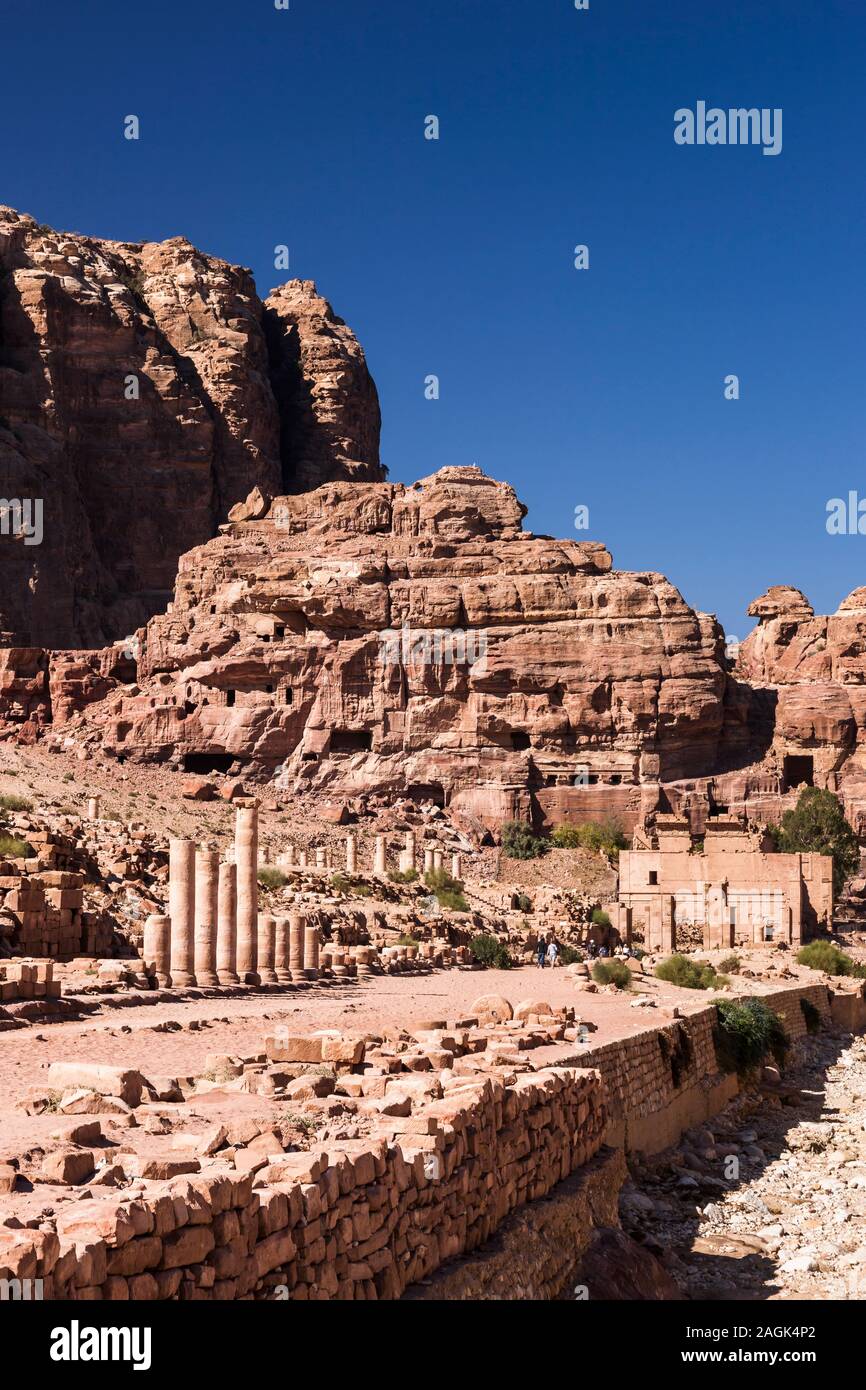 Petra, the Colonnade street, the Gate of Temenos, old architecture ...