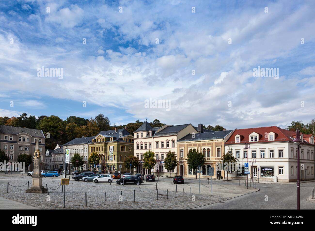 Market square in Sebnitz Stock Photo - Alamy