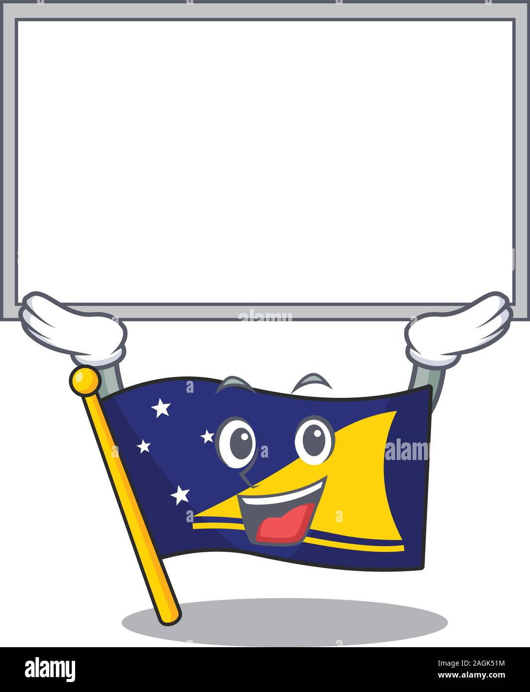 Happy cartoon character flag tokelau Scroll raised up board Stock ...