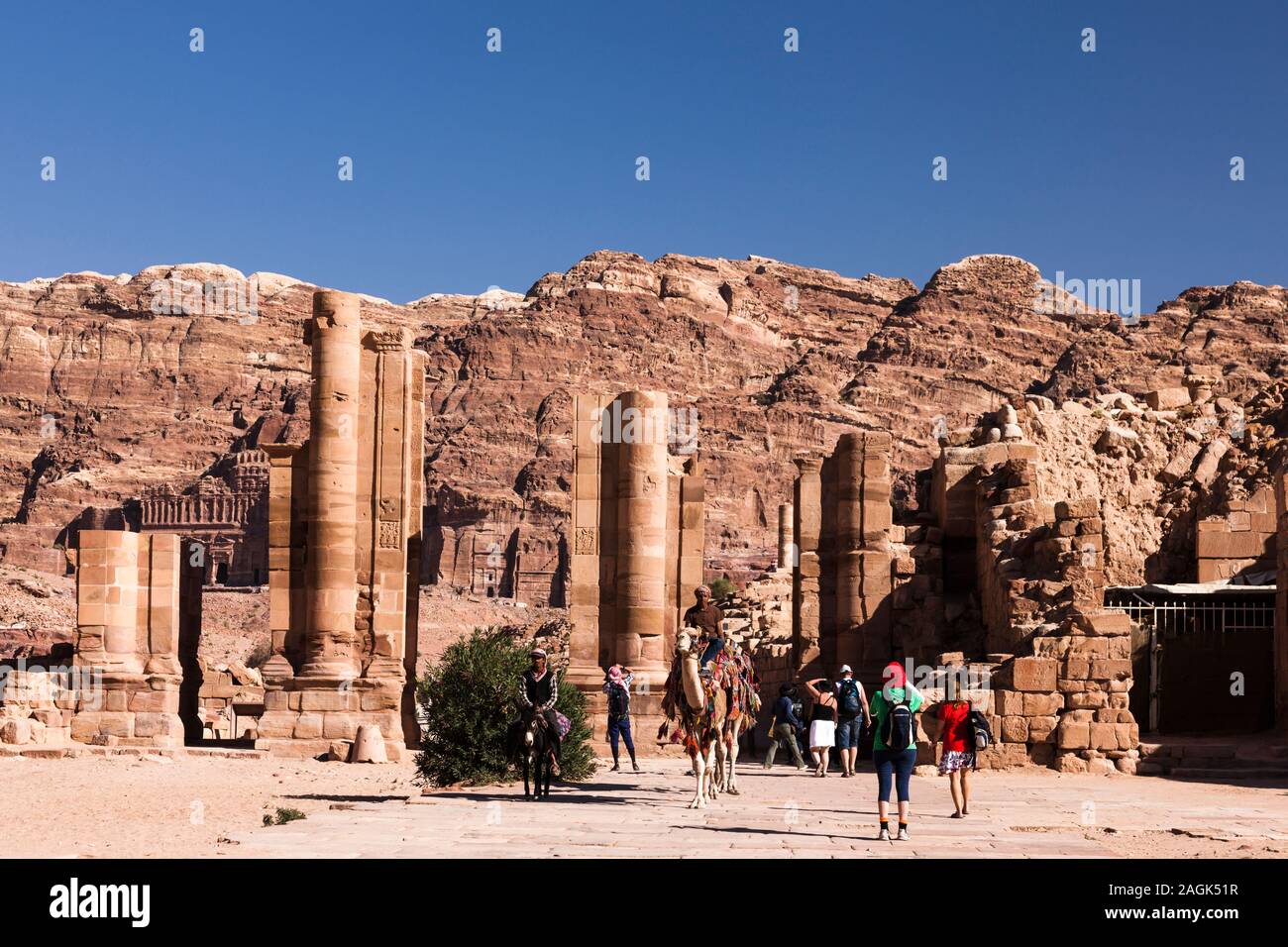 Petra, the Colonnade street, the Gate of Temenos, old architecture ...