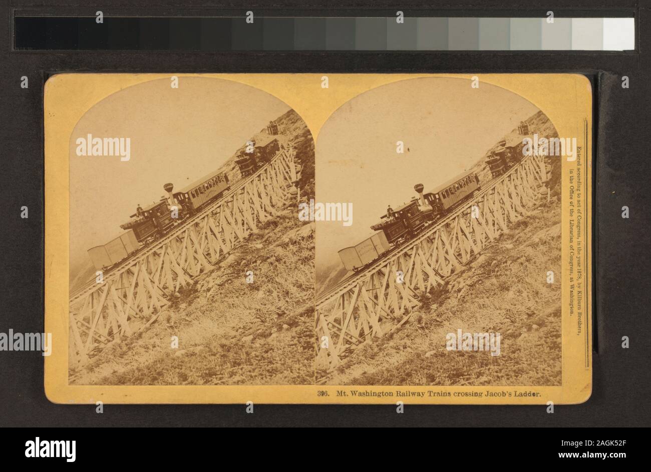 Mt Washington Railway Trains crossing Jacob's Ladder by Kilburn ...