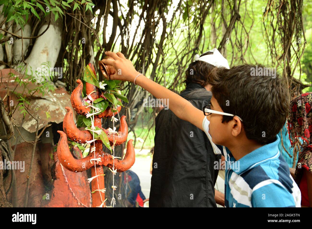 NAGPUR, MAHARASHTRA, INDIA - AUGUST 01 : People worship of Snake God in ...