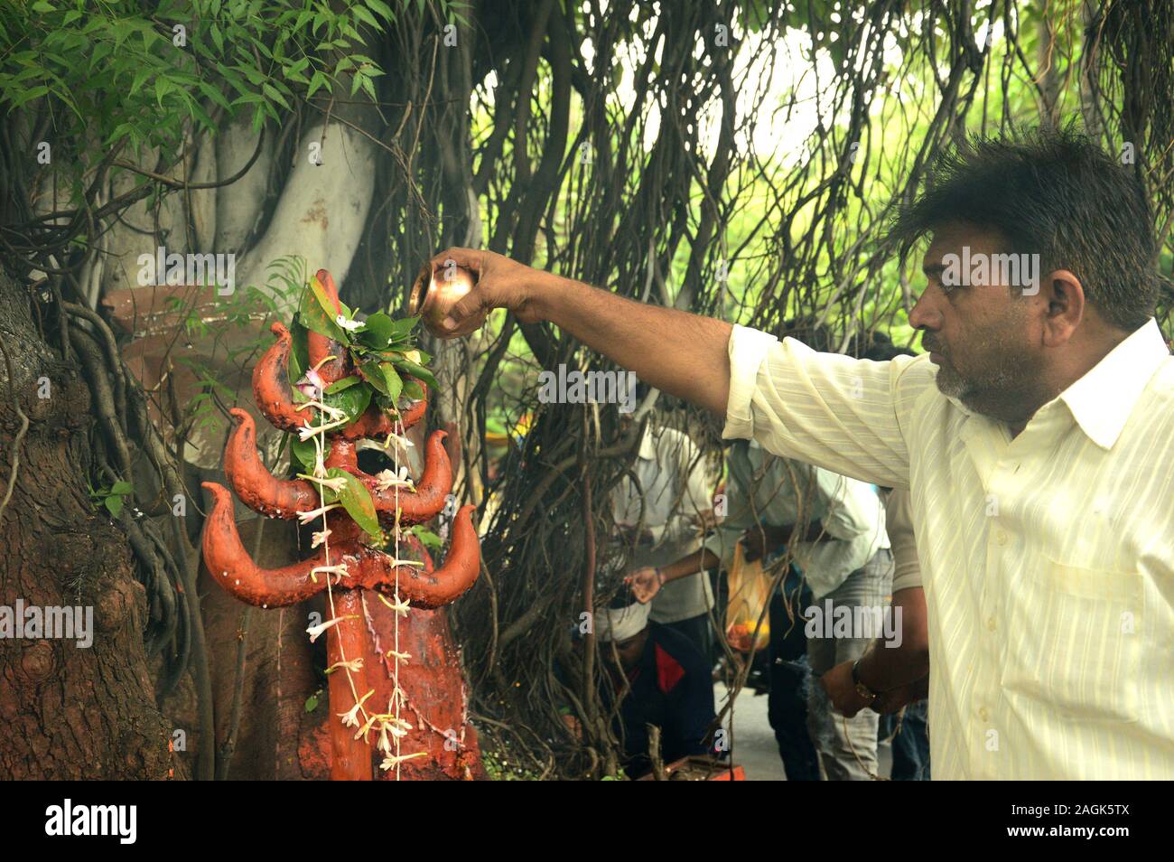 NAGPUR, MAHARASHTRA, INDIA - AUGUST 01 : People worship of Snake God in ...