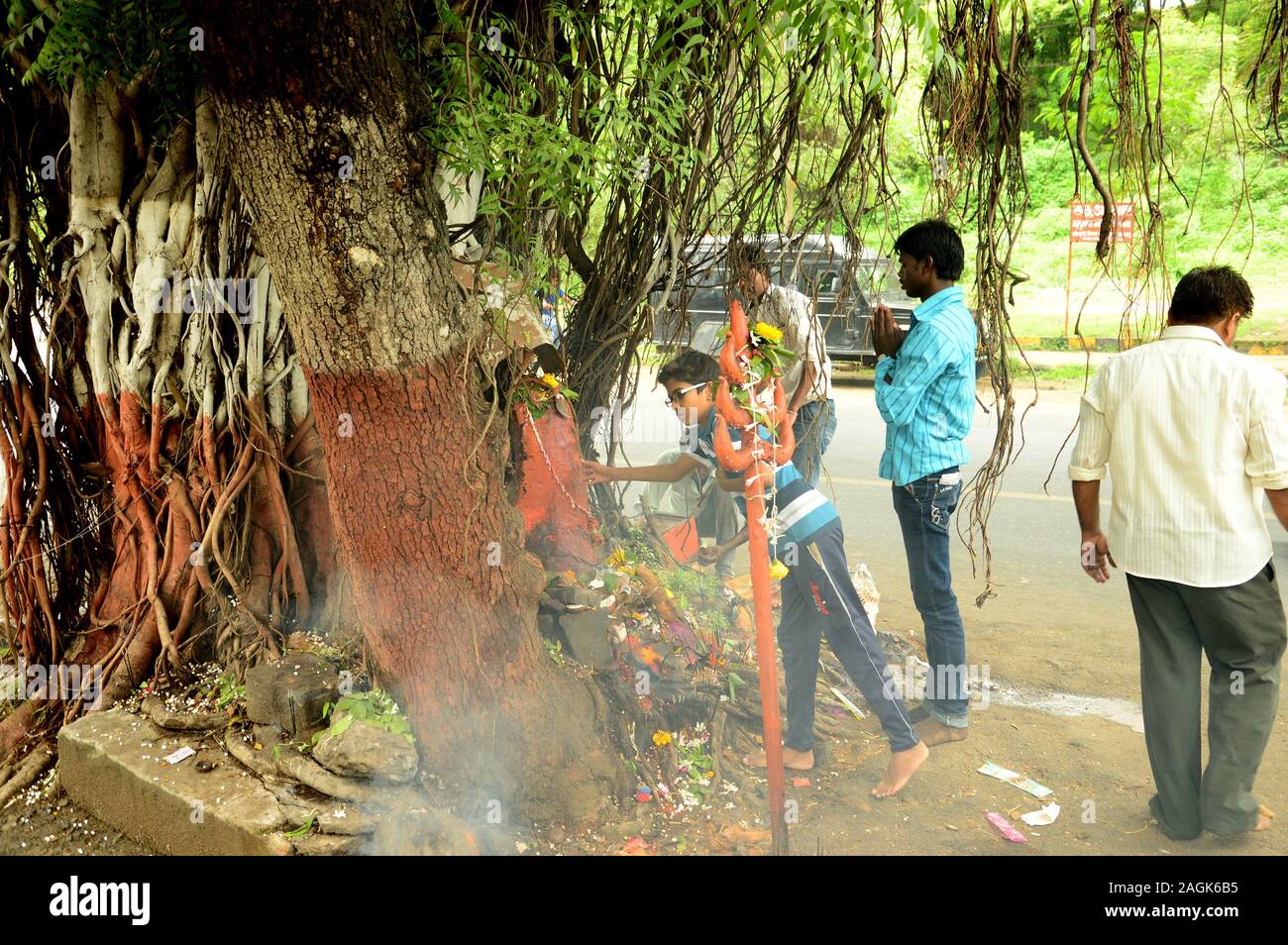 NAGPUR, MAHARASHTRA, INDIA - AUGUST 01 : People worship of Snake God in ...