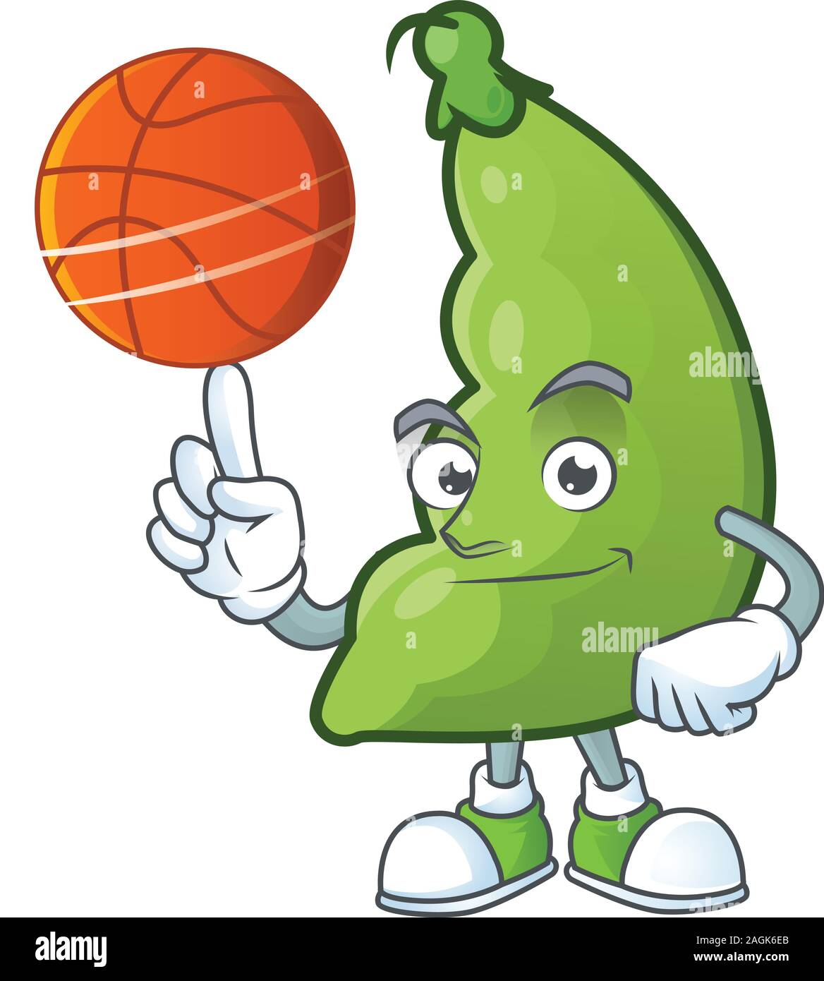 Happy face broad beans cartoon character playing basketball Stock ...