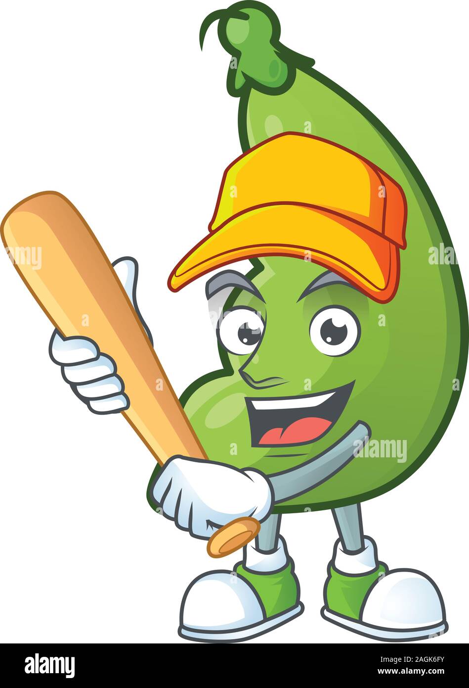 Funny smiling broad beans cartoon mascot with baseball Stock Vector ...
