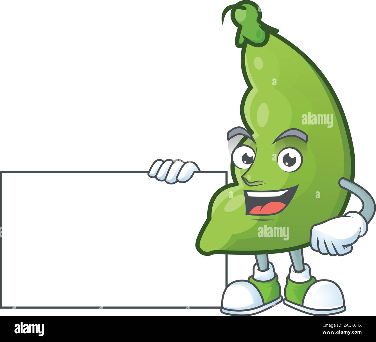 cute broad beans cartoon character with a board Stock Vector Image ...